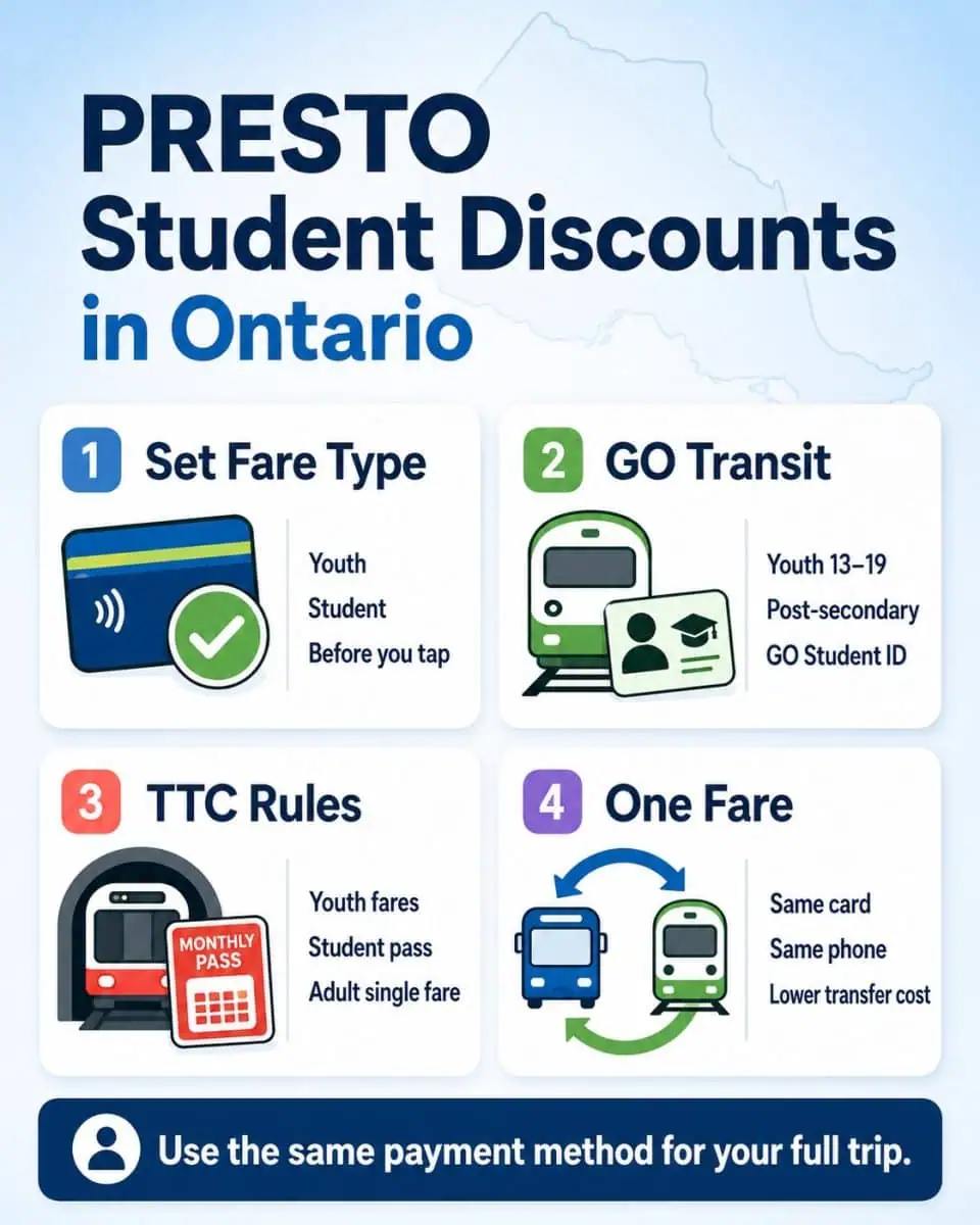 PRESTO Student Discounts in Ontario: GO, TTC and Local Transit